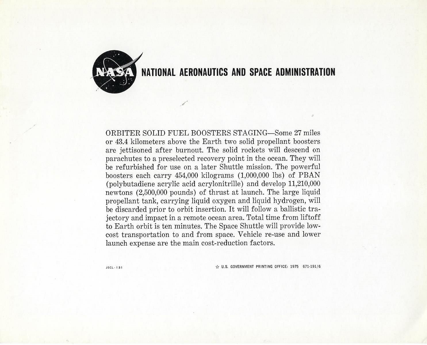 NASA | NASA - Space Shuttle Propellant Boosters Jettisoned (1975 ...