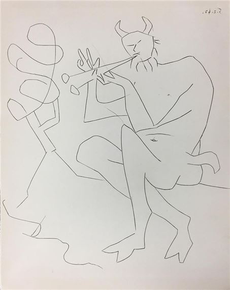 Pablo Picasso | Pablo Picasso - Faun Flutist (1947) | MutualArt