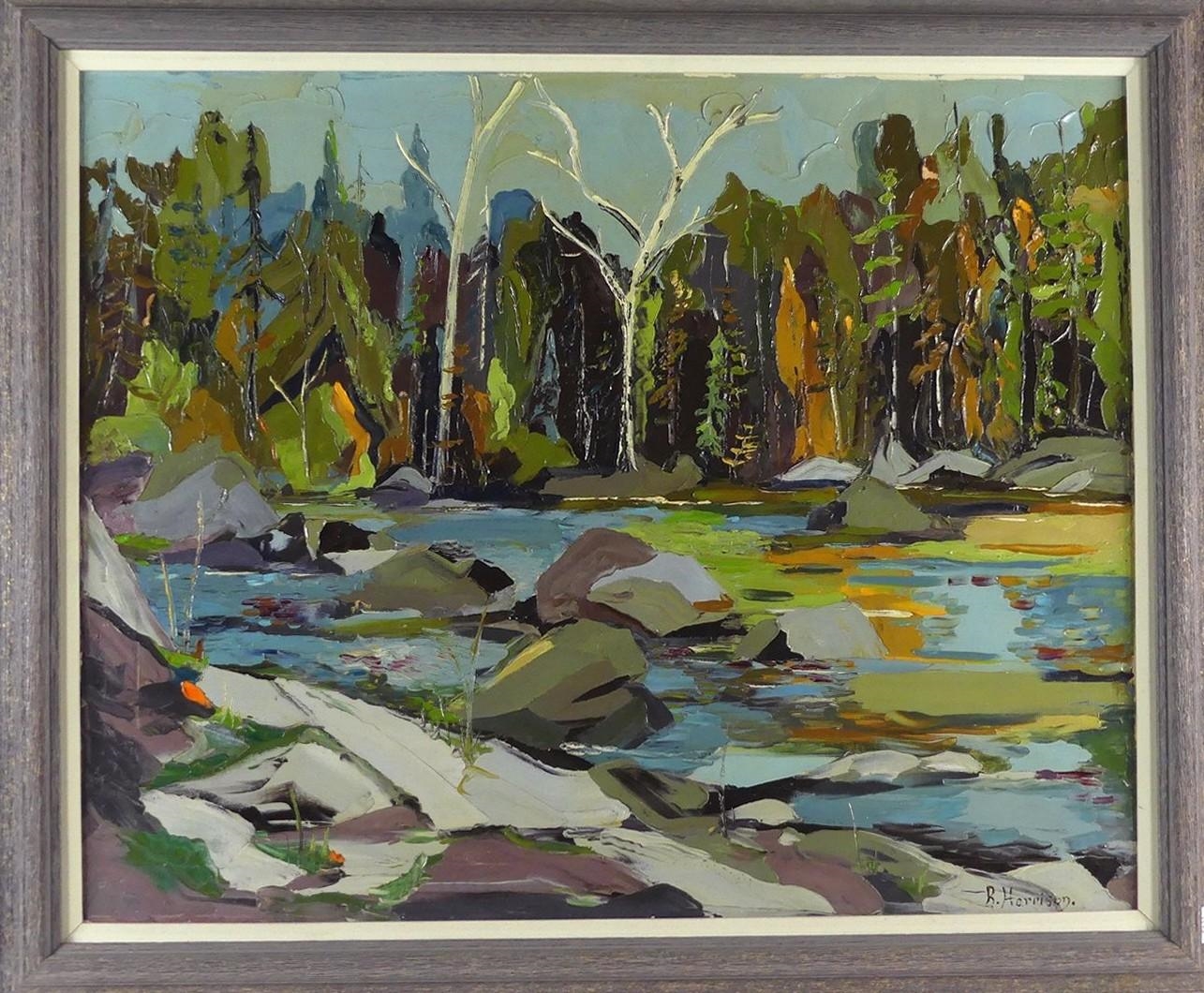 R. Harrison | A striking landscape oil on canvas depicting a northern ...