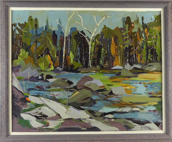 R. Harrison | A striking landscape oil on canvas depicting a northern ...