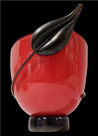 Ed Branson | Vintage ED BRANSON Handblown Deep Red Leaf Opaque Art ...