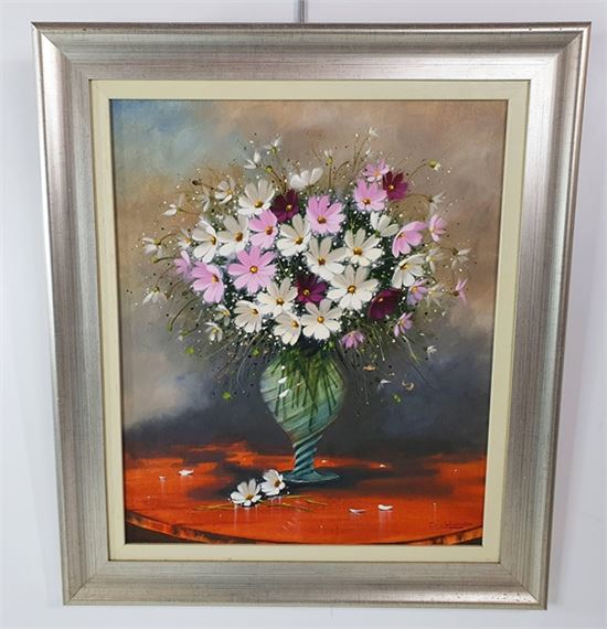 Colin Wilkinson | BEAUTIFUL SILVER TONED FRAMED STILL LIFE OF FLOWERS ...