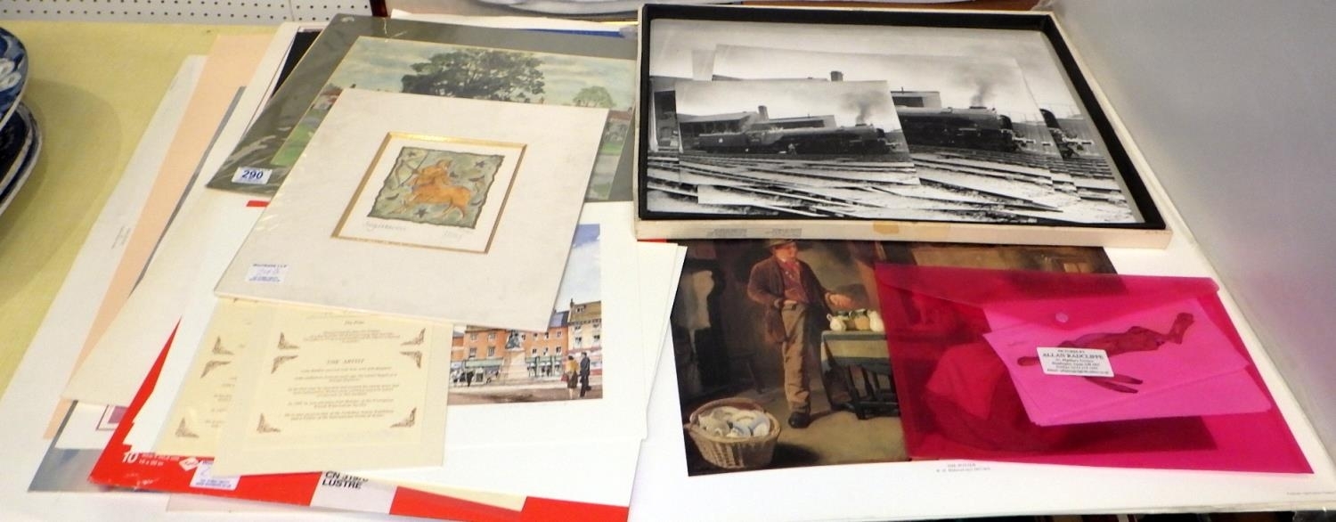 John Rudkin | A large group of unframed pictures and prints to include ...