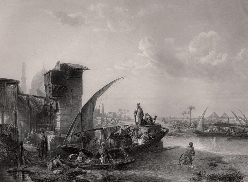 Jacob Jacobs | FRAMED Jacob Jacobs 1800s Engraving Egyptian Riverscape ...