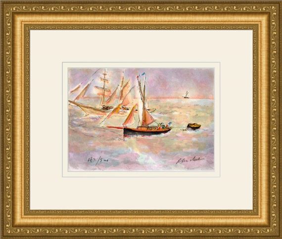 Huchet Urbain | Original Urbain HUCHET Lithograph Sailboat Market at ...