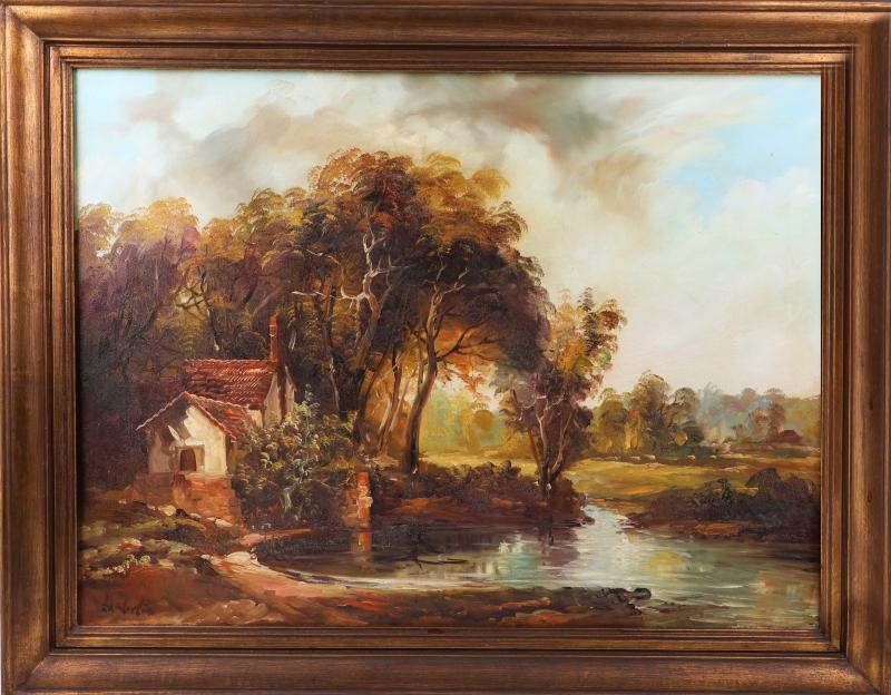 David Levy Lima | Paisagem com casa e lago | MutualArt