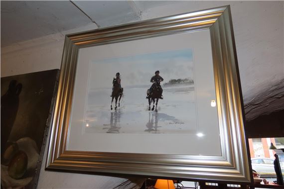 Ken Hayes | Ken Hayes Horses on Beach Watercolour Approximately 14 ...
