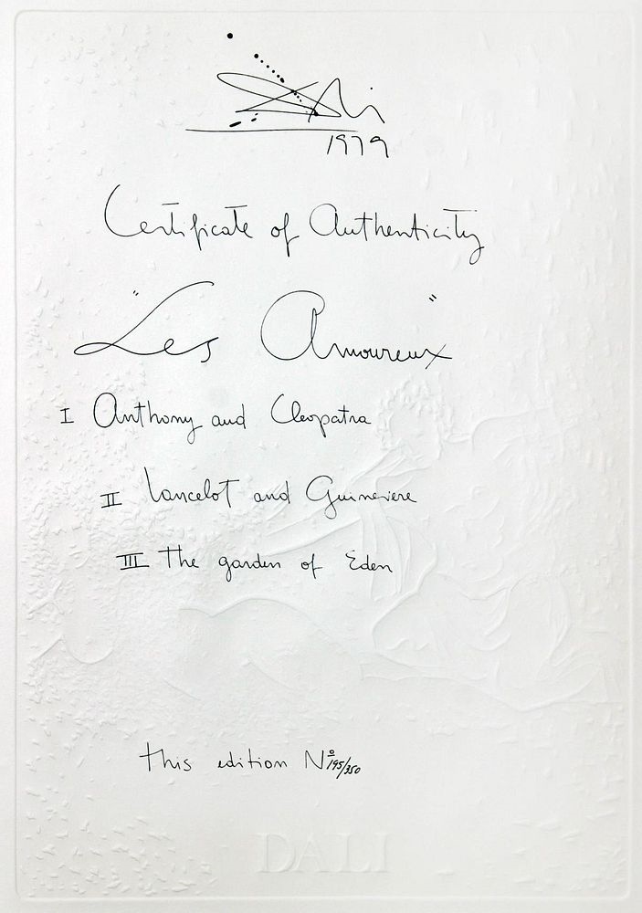 Salvador Dalí | Salvador Dali - Les Amoreaux Cover Sheet (1979) | MutualArt