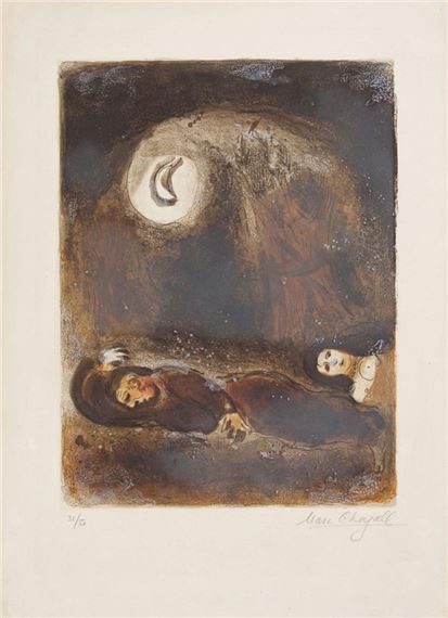 Marc Chagall | Marc Chagall - Ruth at the Foot of Boaz (1960) | MutualArt