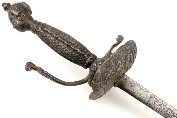 C. Dutch | Rare 16th-17th C. Dutch Rapier Sword with Chiseled Steel ...