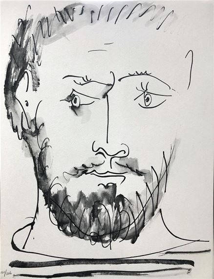 Pablo Picasso | Pablo Picasso (After) - Visage d'homme de face trait et ...