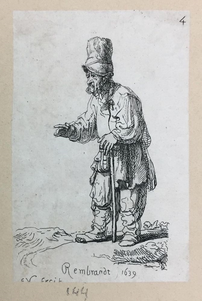 Rembrandt van Rijn | Rembrandt van Rijn - Peasent in a Hign Cap Leaning ...