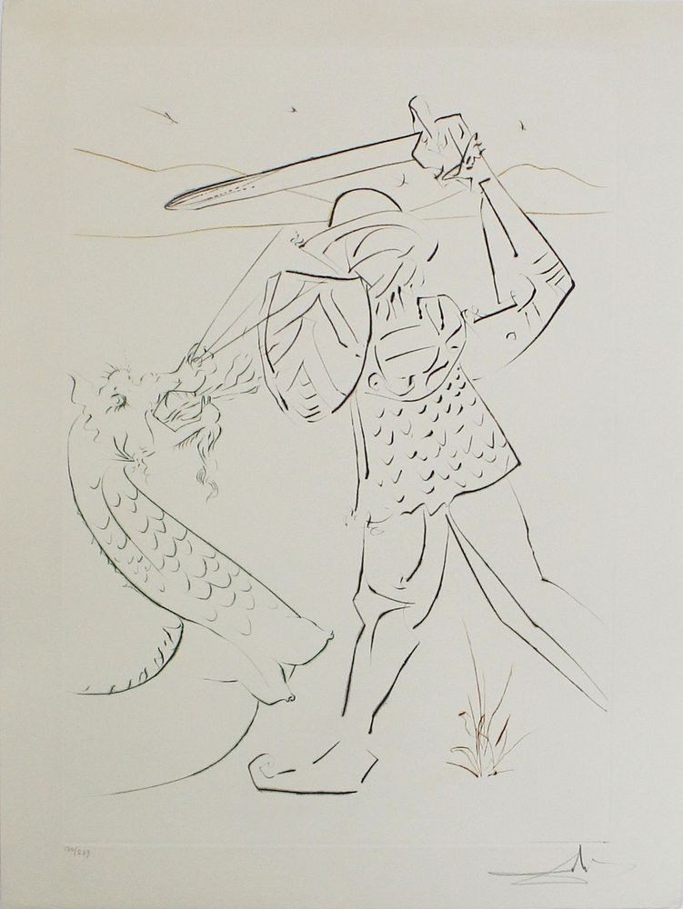 Salvador Dalí | Salvador Dali - The Fall of Lancelot (1975) | MutualArt