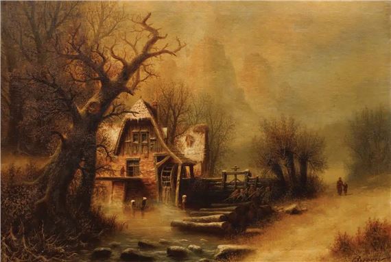 Albert Bredow | Monks in the Cloister in Winter (Circa 1885) | MutualArt