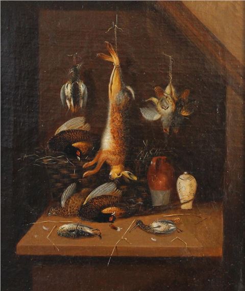 Benjamin Blake | A hare and game birds hanging in a pantry, | MutualArt