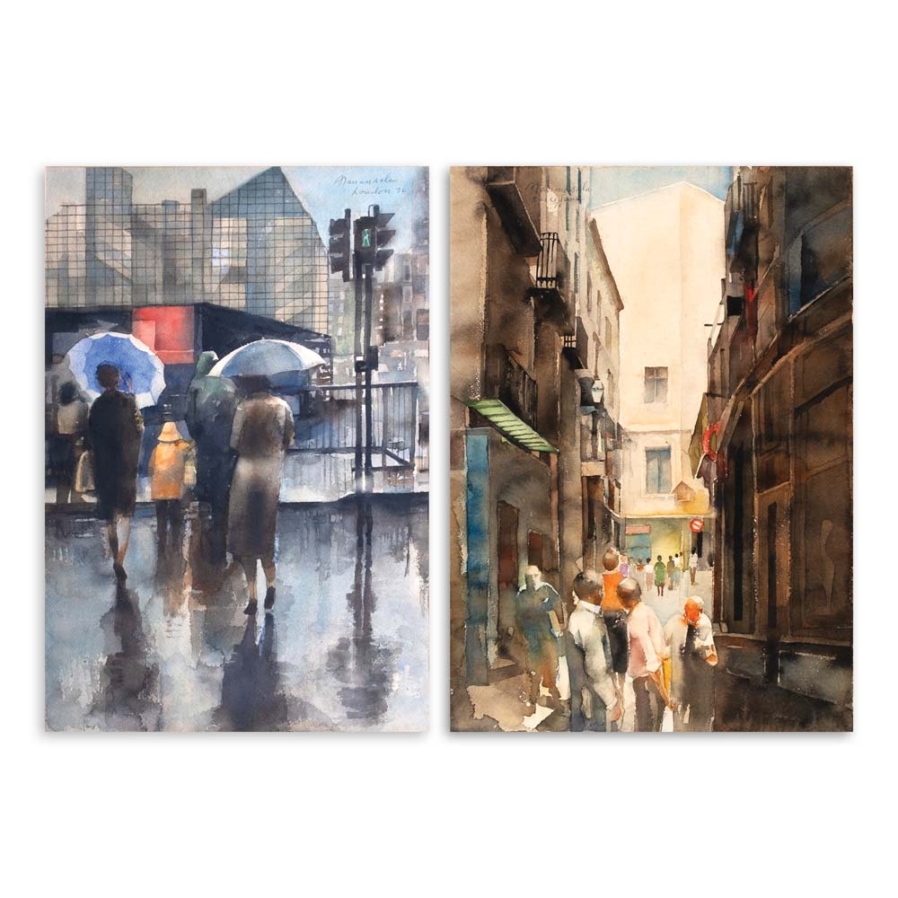 Vicente Manansala | a.) London Sceneb.) Barcelona Cityscape | MutualArt