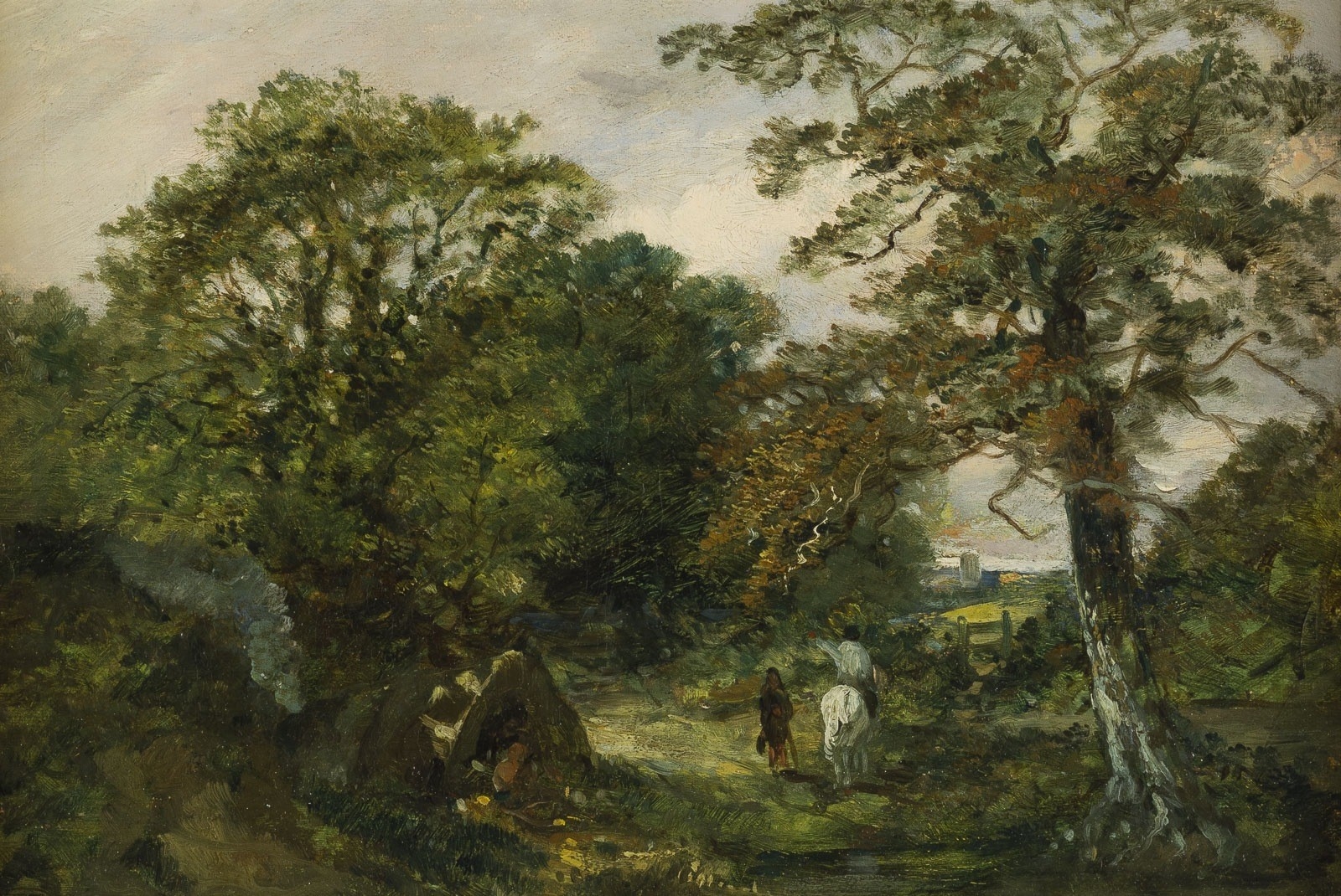 Thomas Churchyard | PAAR GEMÄLDE: FLUSSLANDSCHAFT. ZIGEUNER IN EINEM WALD | MutualArt