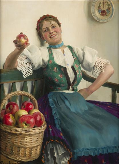 Emil Pap | MÄDCHEN MIT ÄPFELN (1884) | MutualArt