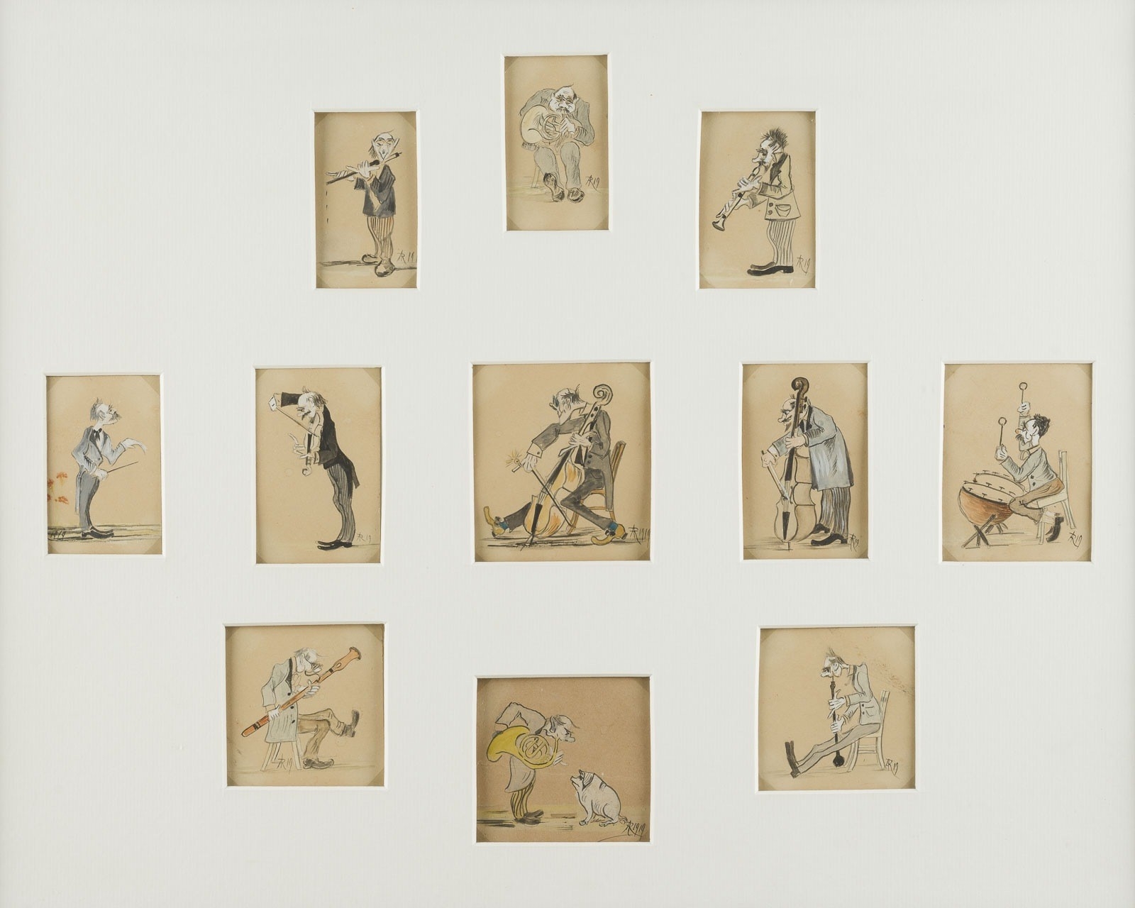 Arthur Rackham | ELF KARIKATURDARSTELLUNGEN VON ORCHESTERMUSIKERN UND ...