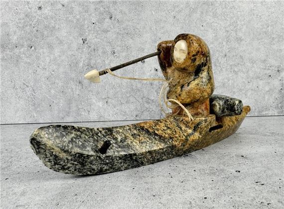 Bryon Amos | Bryon Amos Alaskan Inuit Soapstone Seal Hunter | MutualArt