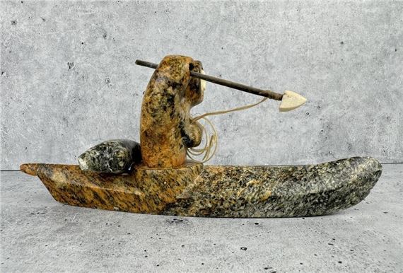 Bryon Amos | Bryon Amos Alaskan Inuit Soapstone Seal Hunter | MutualArt