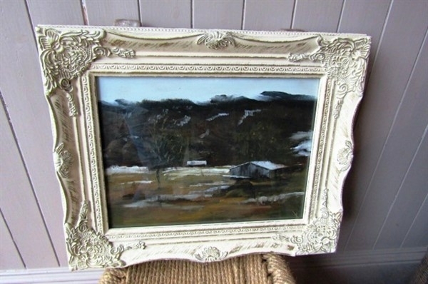 Alan Dickson | Alan Dickson Rural Landscape with Buildings Signed Oil ...
