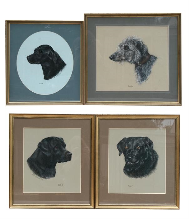 Mary Browning | Mary Browning, four portrait studies of dogs, signed ...