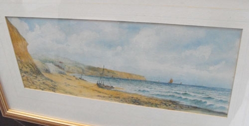 Arthur Douglas | Arthur Douglas, watercolour of a costal scene of boats ...