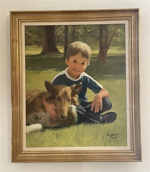 Nick Hufford | Nick Hufford Original Canvas Painting Boy & Dog | MutualArt