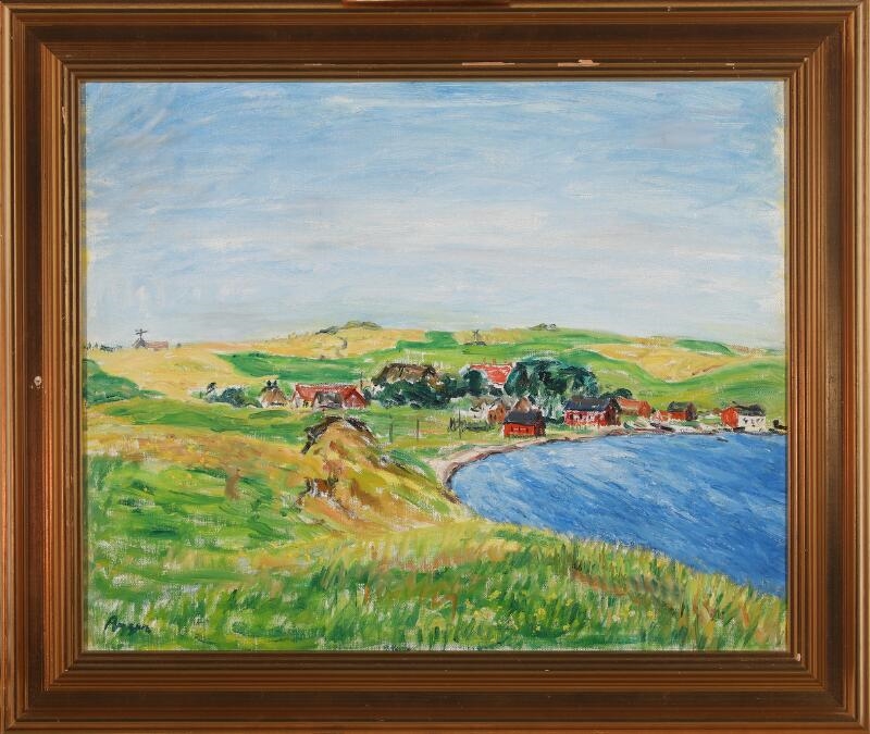 Knud Agger | Landscape with view over fields and a lake | MutualArt