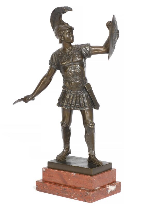 Oscar Loevenich | A patinated bronze figure of a Roman soldier, on ...