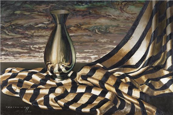 Vladimir Tretchikoff | Still life with vase and cloth (1950) | MutualArt