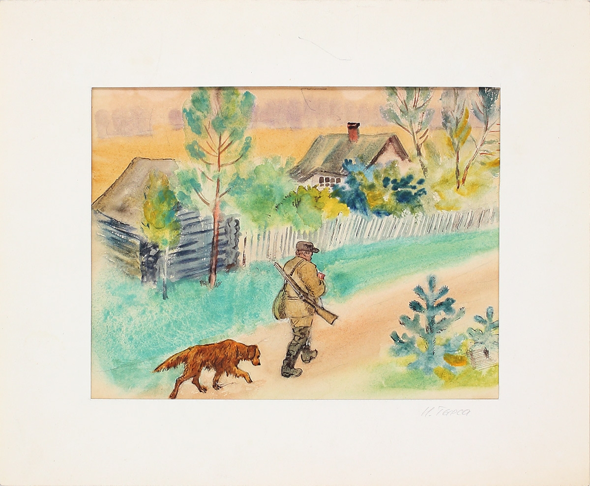 Nikolai Andreevich Tyrsa | Hunter and setter walking along a country ...