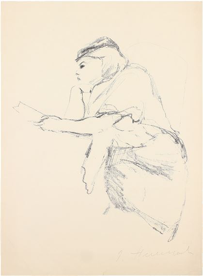 Gerta Michajlovna Nemenova | Portrait of a Woman reading (1937) | MutualArt