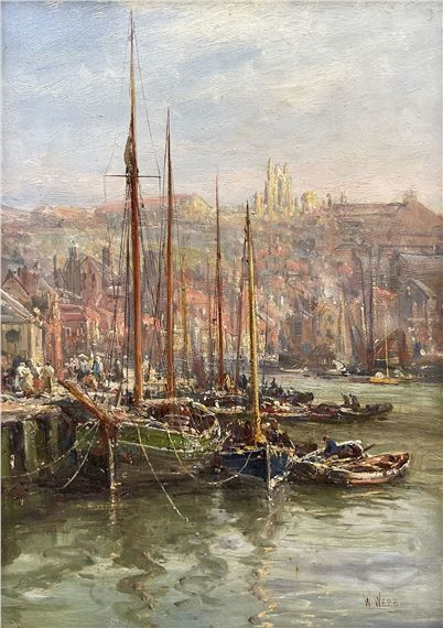 William Edward Webb | Fishing Boats in Whitby Harbour's Dock End ...