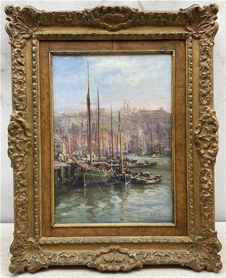 William Edward Webb | Fishing Boats in Whitby Harbour's Dock End ...