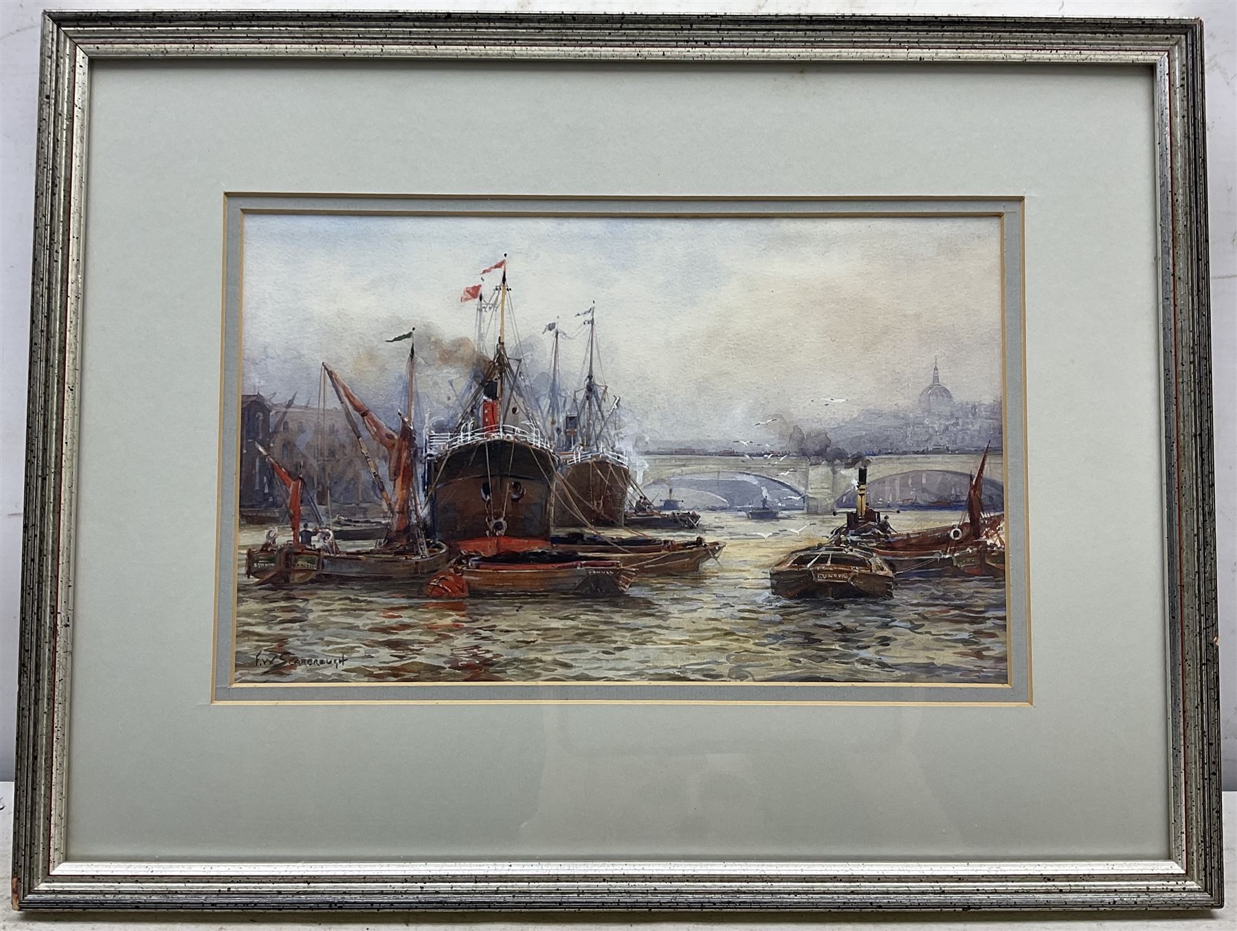Frederick William Scarborough | Shipping at London Bridge with St Paul ...