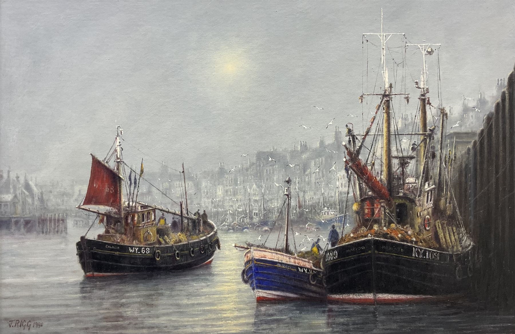 Jack Rigg | Whitby Harbour in the 1960s (1990) | MutualArt