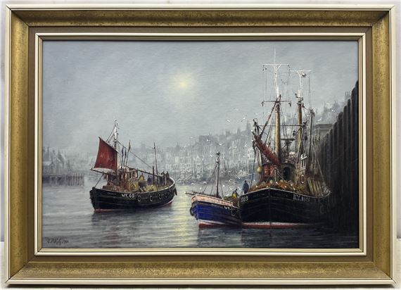 Jack Rigg | Whitby Harbour in the 1960s (1990) | MutualArt