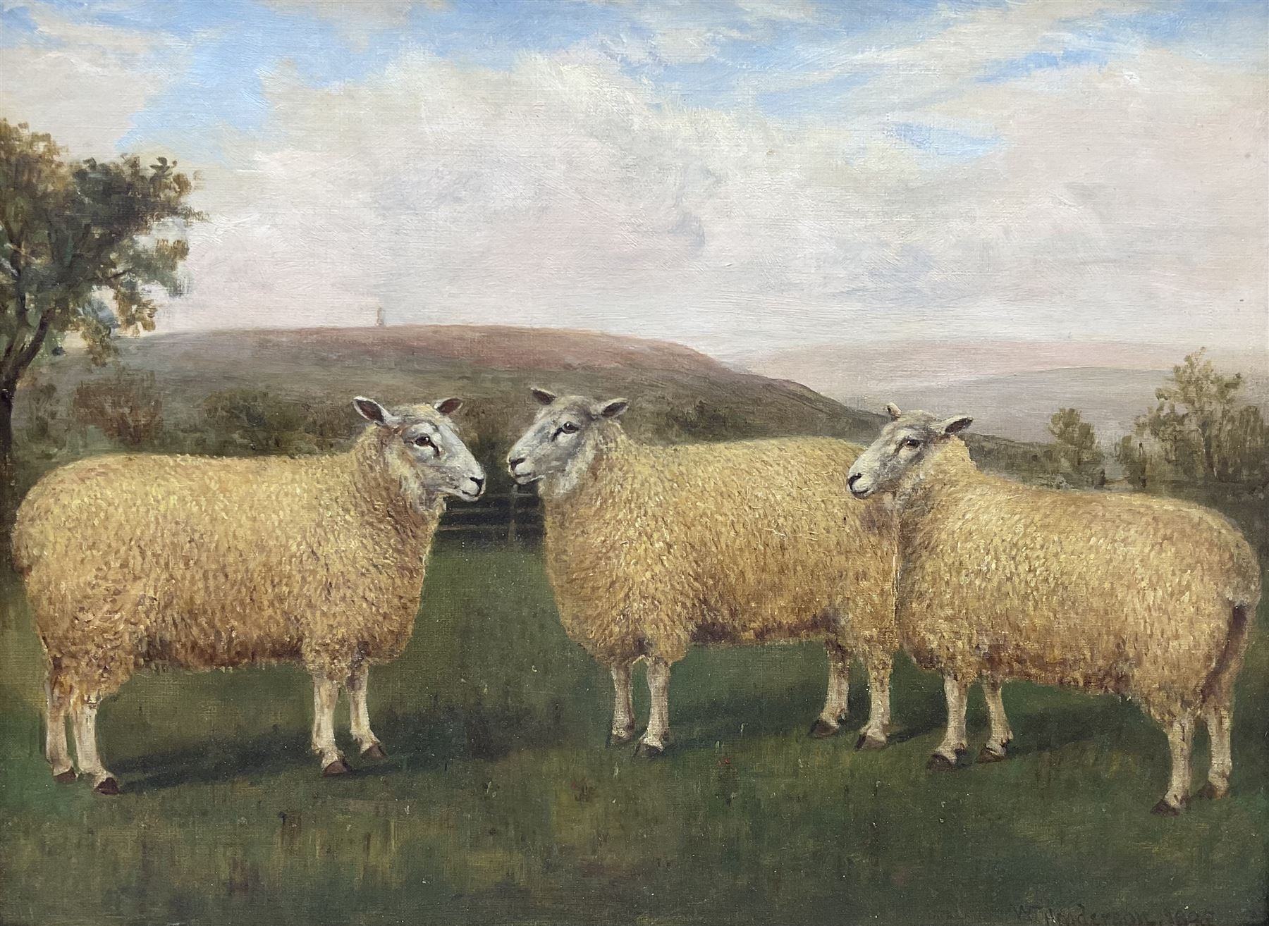 William Henderson | Prize Sheep in a Paddock with Moorland Background ...
