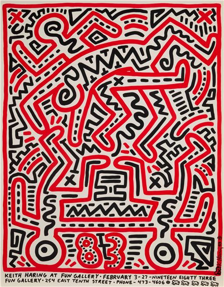 Keith Haring | Untitled (two figures with red heart) (1987) | MutualArt