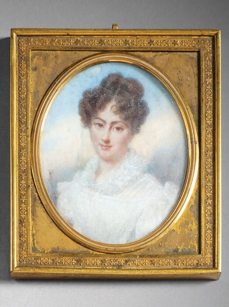 Nicholas Jacques | Oval miniature portrait painted on ivory of a woman ...