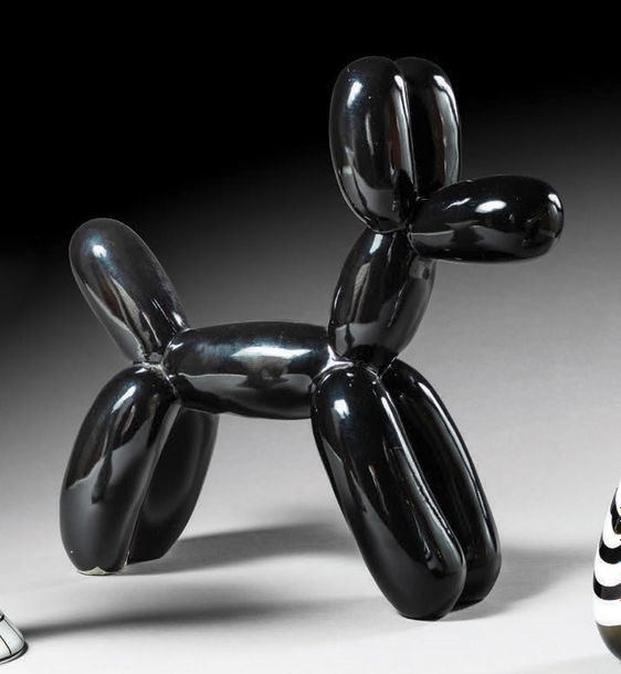 Jeff Koons | After Jeff KOONS Black and white balloon dog Two resins ...