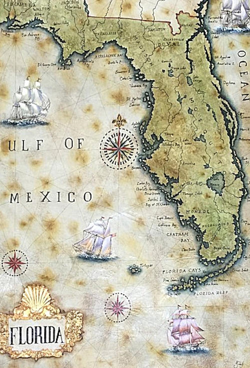 Julius Lira Salazar | Original Salazar Florida Map Gallery Painting 40 ...