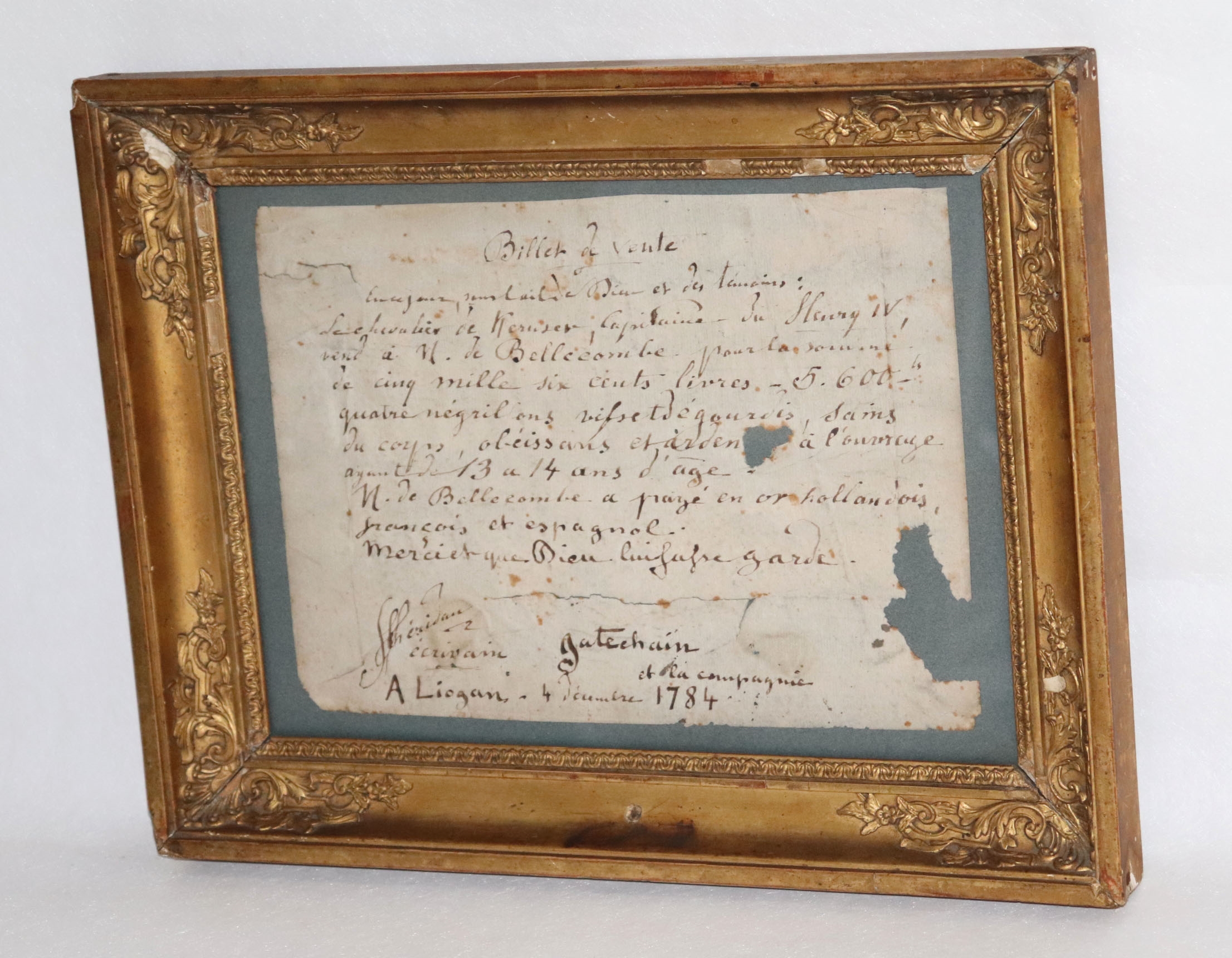 Karel Breydel | ESCLAVAGE – Billet de vente de 4 négrillons provenant ...