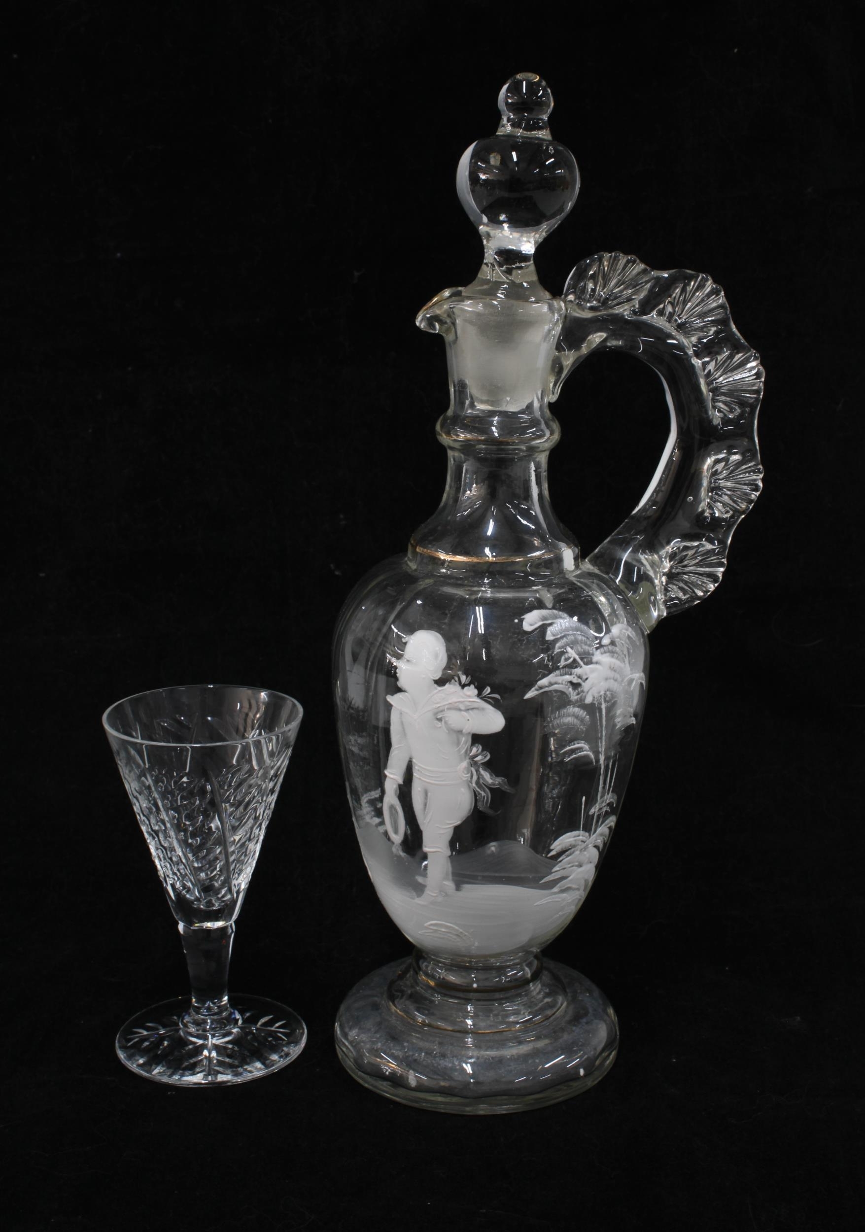 Mary Gregory | A Mary Gregory glass decanter and stopper and set of six ...