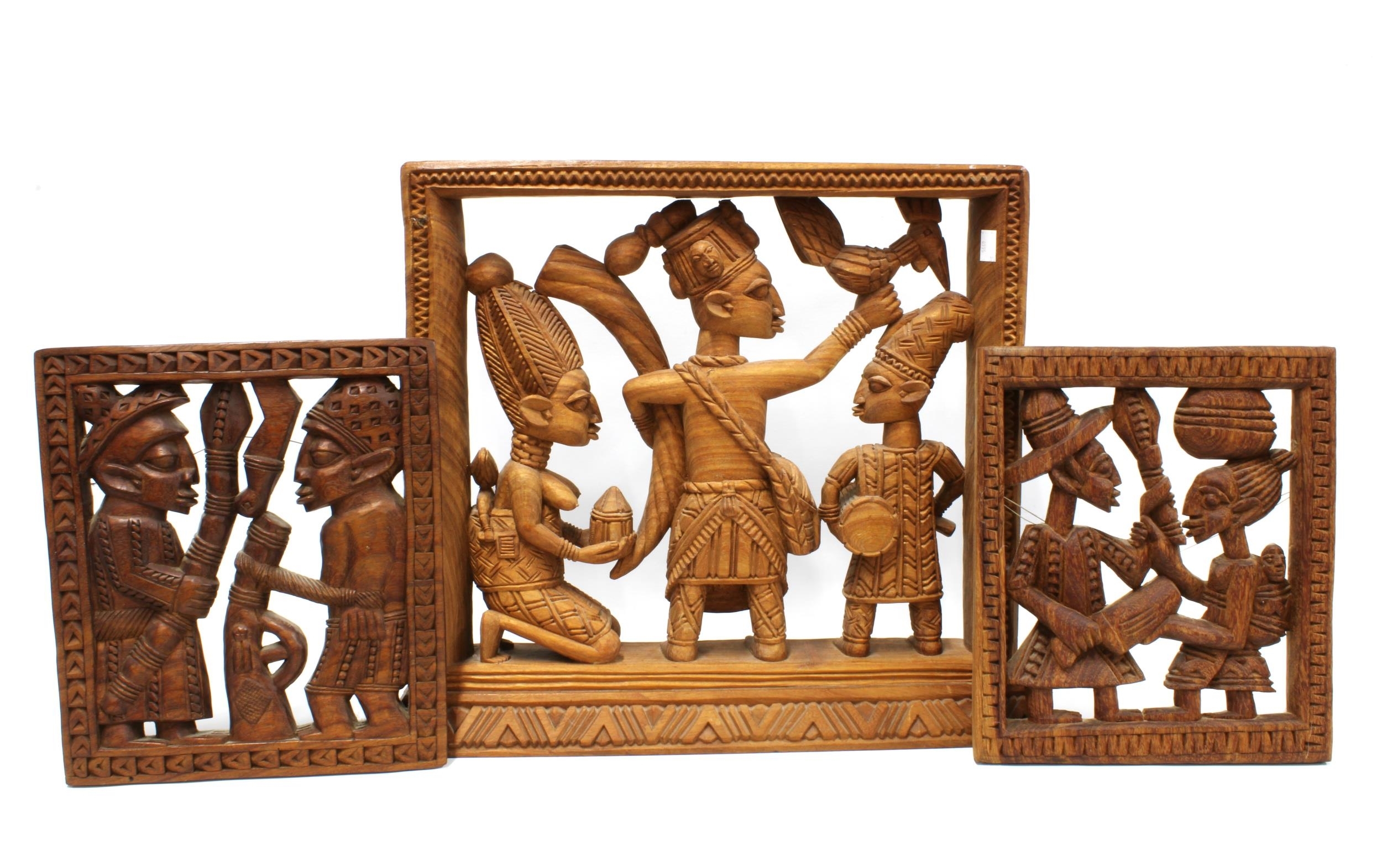 Akin Fakeye | A large Nigerian Yoruba carved wood panel signed Akin ...