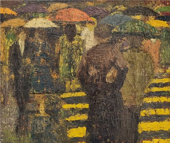 Elmer | untitled (Figures with Umbrellas) | MutualArt
