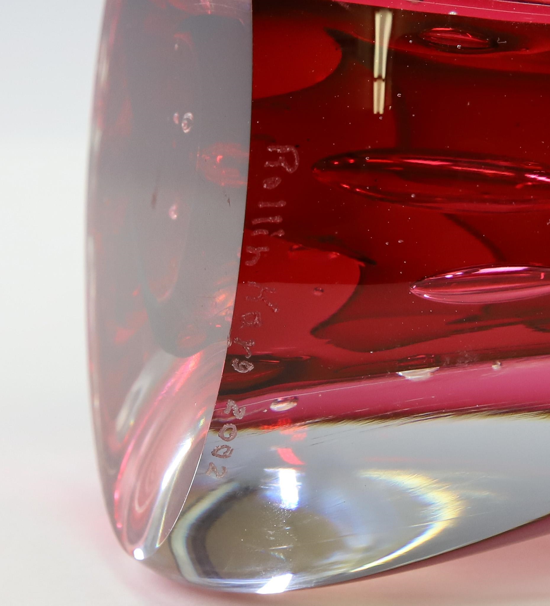 Rollin Karg | Abstract art glass sculpture with cranberry murrino ...