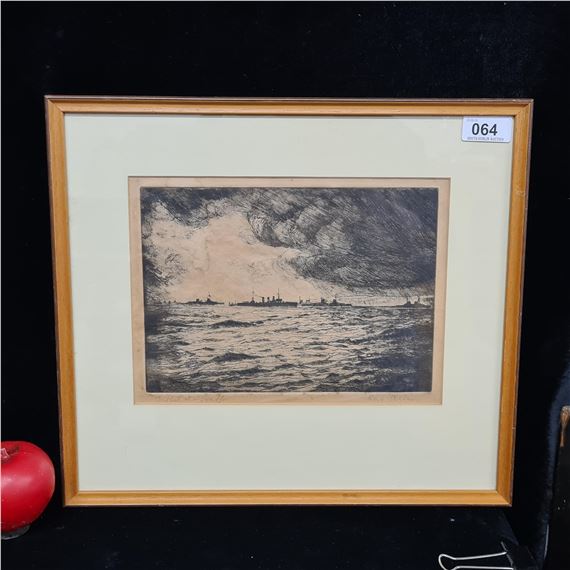 Ray Allen | Ray Allen' etching titled 'The fleet at Scapa flow | MutualArt